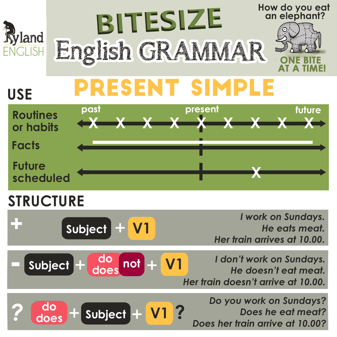 📚 EASY BITESIZE English Grammar -Present simple 🤓 - Ryland English